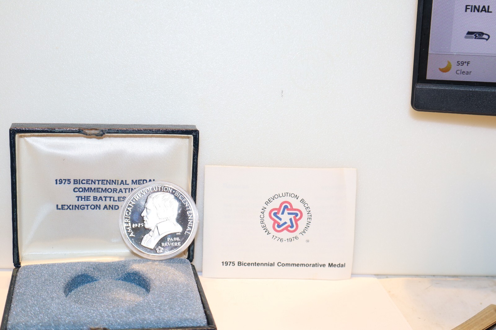 1975 Bicentennial Commemorative Medal Battle of Lexington & Concord ...