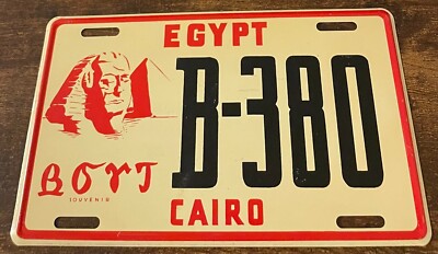 Vintage 1939 Egypt Globetrotter Booster License Plate Cairo Sphinx ...