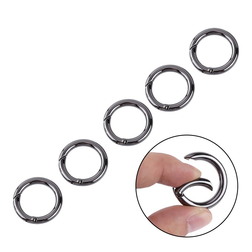 ^5PCS Zinc Alloy Round Carabiner Spring Snap Clips Hook Keychain ...