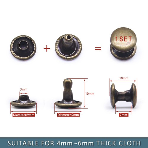 400 Sets Leather Rivets,Double Cap Rivet Tubular 4 Colors Metal Studs ...