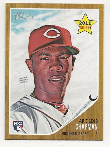 2011 Topps Heritage Aroldis Chapman ROOKIE card #199 Cincinnati Reds RC ...
