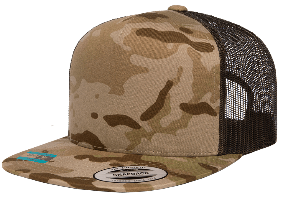 YP Classics Flat Bill Trucker Cap Yupoong Meshback Snapback Hat 6006 5 ...