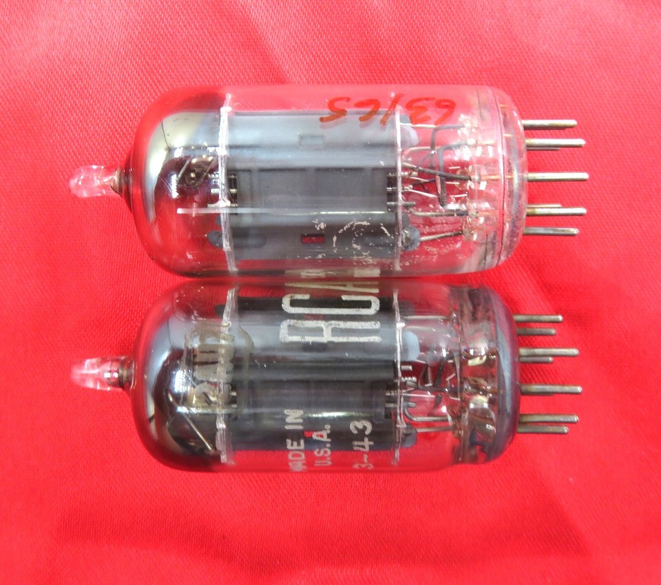 1953 RCA 12AU7 PLATINUM GRADE Preamp Tubes Matched Pair 90% NOS =ECC82 ...