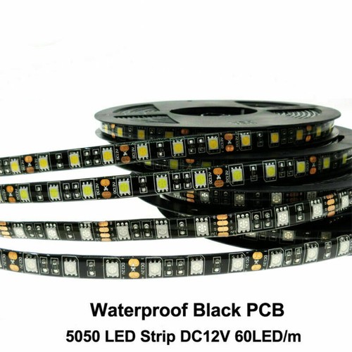 Black PCB 1-5m Waterproof led strip Light Flexible 5050 SMD Fairy tape ...