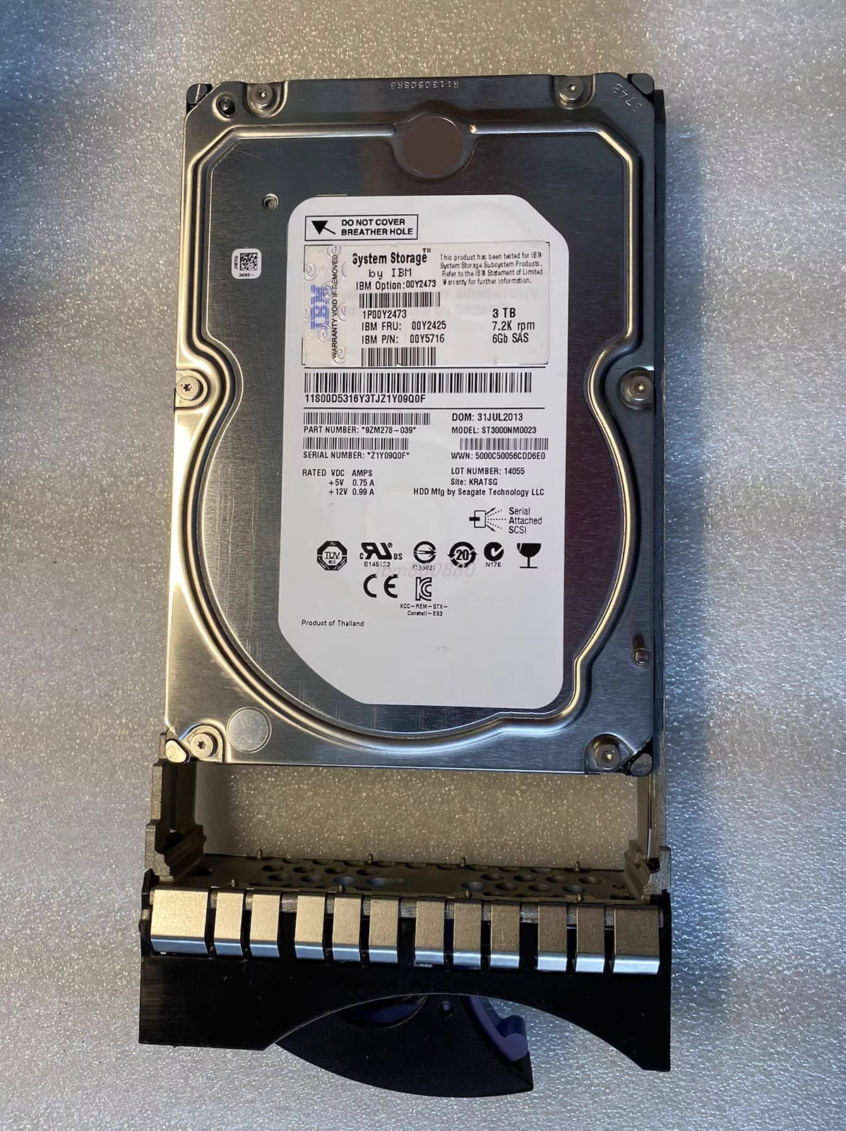 00Y2425 IBM 3tb HDD Hard Drive 7200 RPM SAS 3.5" 6gbps for sale online ...