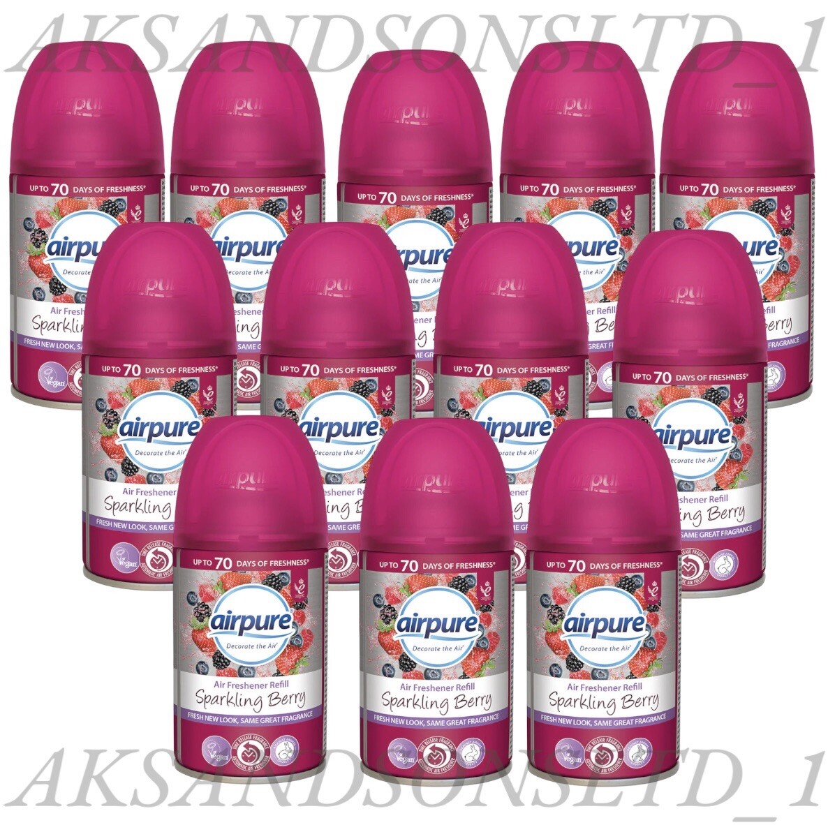 AIRPURE AIR FRESHNER AUTOMATIC SPRAY REFILLS SPARKLING BERRY SCENT 250 ...