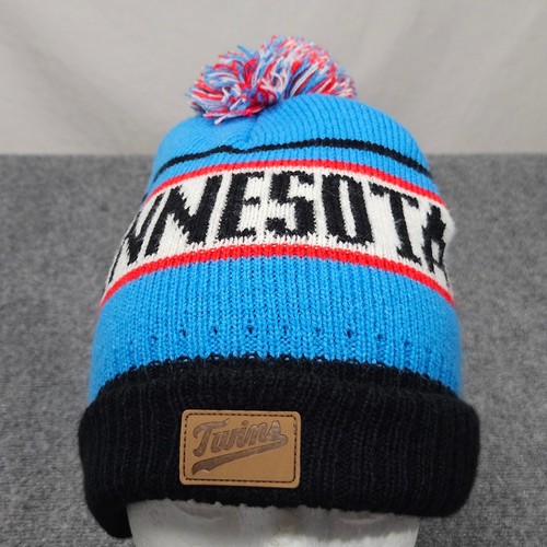 Minnesota Twins MLB Retro Powder Blue Knit Pom Beanie Winter Hat Cuffed ...