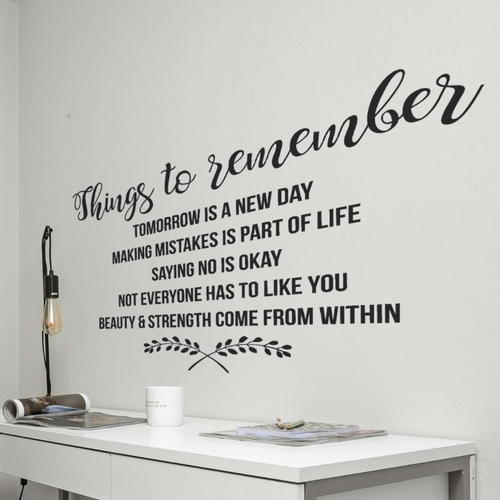 Inspirational Wall Decal - Things to Remember Quote - Motivational Home Decor | eBay
