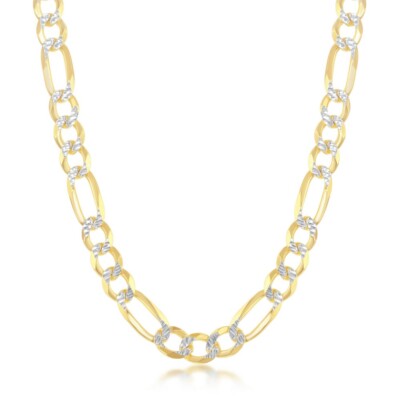 Silver Pave 7mm Figaro Chain (180 Gauge) - Gold Plated | eBay