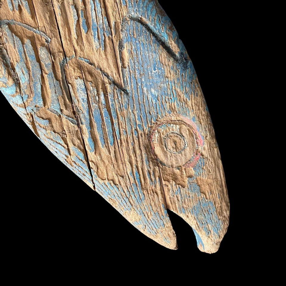 Fish Totem Pole Part Wood Wall Hanging Plaque 15” Vtg Folk Art ...