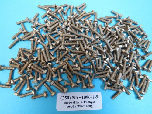 6-32 x 9/16” Hex & Philips Head Drive Screws Bolt NAS1096-1-9 Aircraft ...