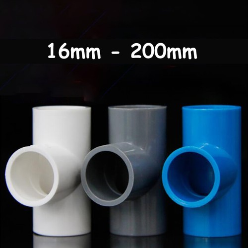 PVC Pipe Fittings Tee Socket ID 16mm - 200mm T Type Solvent Weld White ...