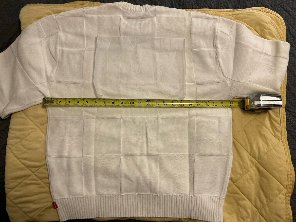 Supreme Tonal Checkerboard Small Box Sweater, White, Sz M | eBay Supreme Tonal Checkerboard Small Box Sweater, White, Sz M | eBay