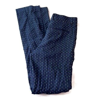 JAMES MORGAN BOYS Navy Linen Crosshatch Neon Pattern Pants Chinos Size ...