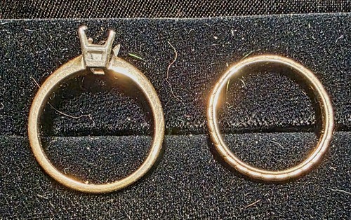 Vintage 14k yellow Gold Wedding/Engagement Rings (Missing Diamond ...