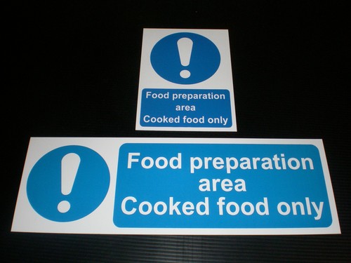 FOOD PREPARATION AREA COOKED FOOD ONLY Sign Plastic, Sticker Catering ...