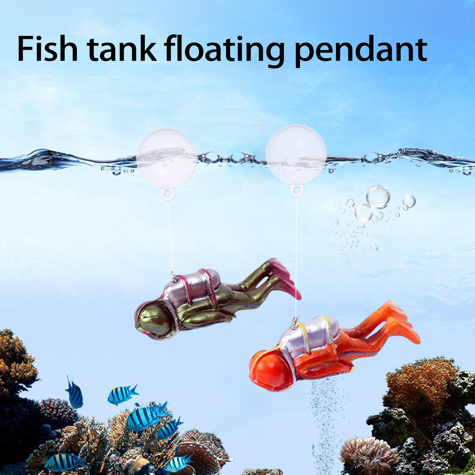Aquarium Ornament Vivid Color Collective Miniature Floating Diver Fish ...
