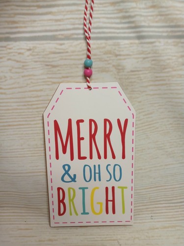 New "Merry & Oh So Bright" Luggage Tag Hanging Wood Sign Decor ...