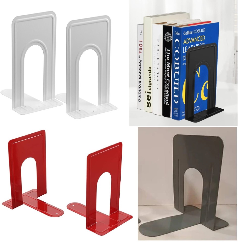 Bookends Metal Large Pair of Heavy Duty Book End Stand Support For ...