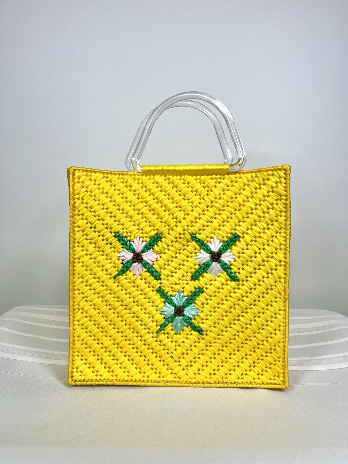 Vintage 70s Plastic Raffia MCM Artisan Handwoven Bag … - Gem