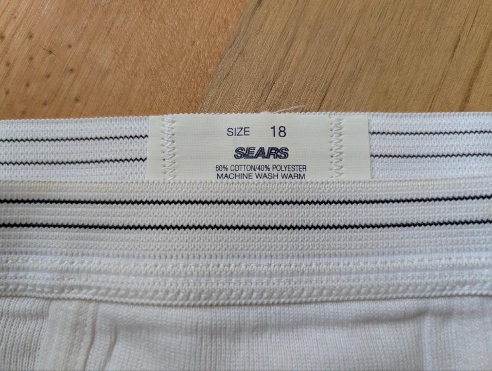 Men's -boy's underwear SEARS white fly front brief boys size 18 men's S ...