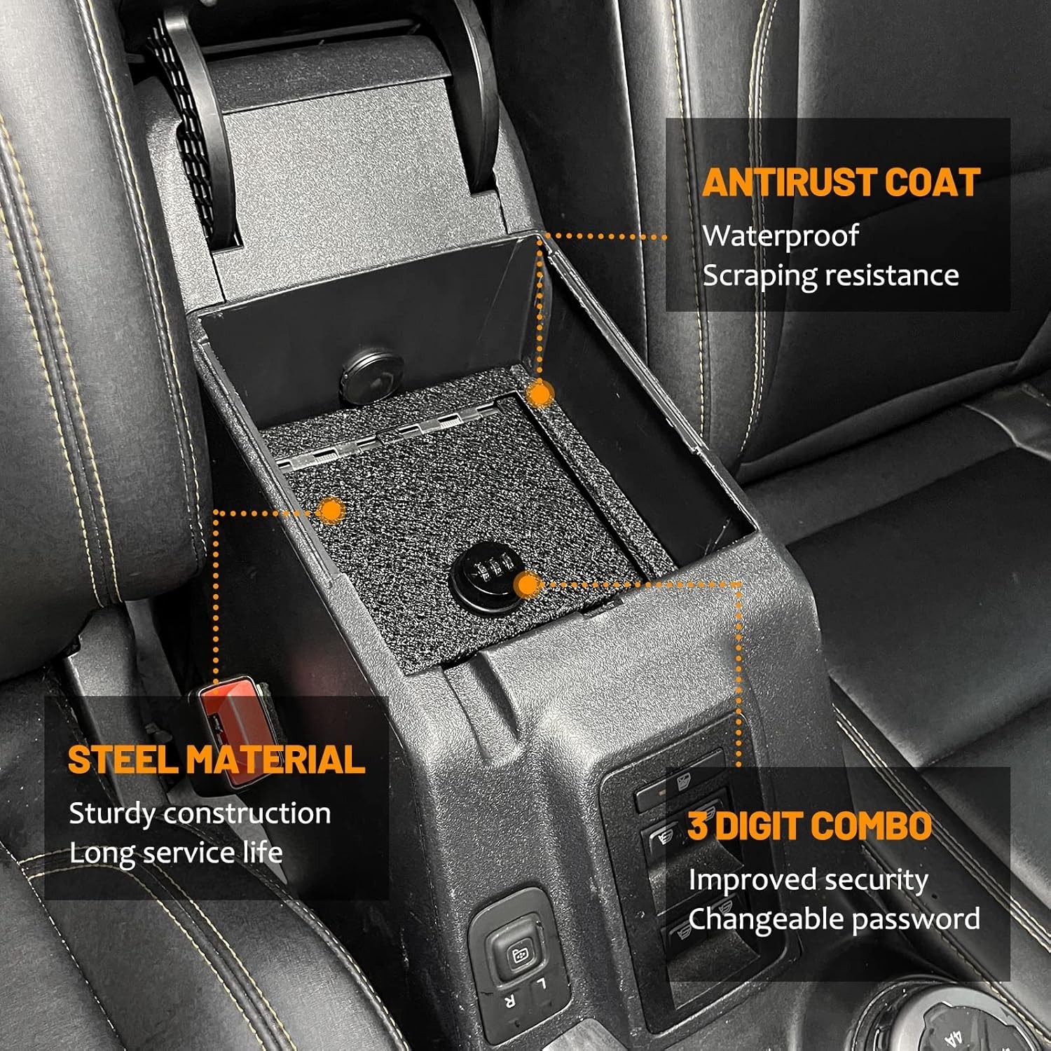 Locking Storage Console Safe Box with 3-Digit Combo for 2021 ~ 2024 ...