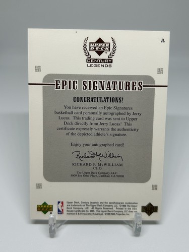 JERRY LUCAS 1999 UPPER DECK CENTURY LEGENDS EPIC SIGNATURES ON CARD ...