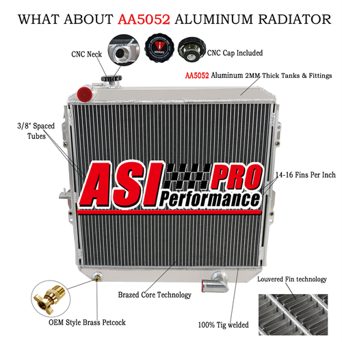 3ROW Aluminium Radiator FOR 88-97 Toyota Hilux LN106 LN107 LN111 Diesel ...
