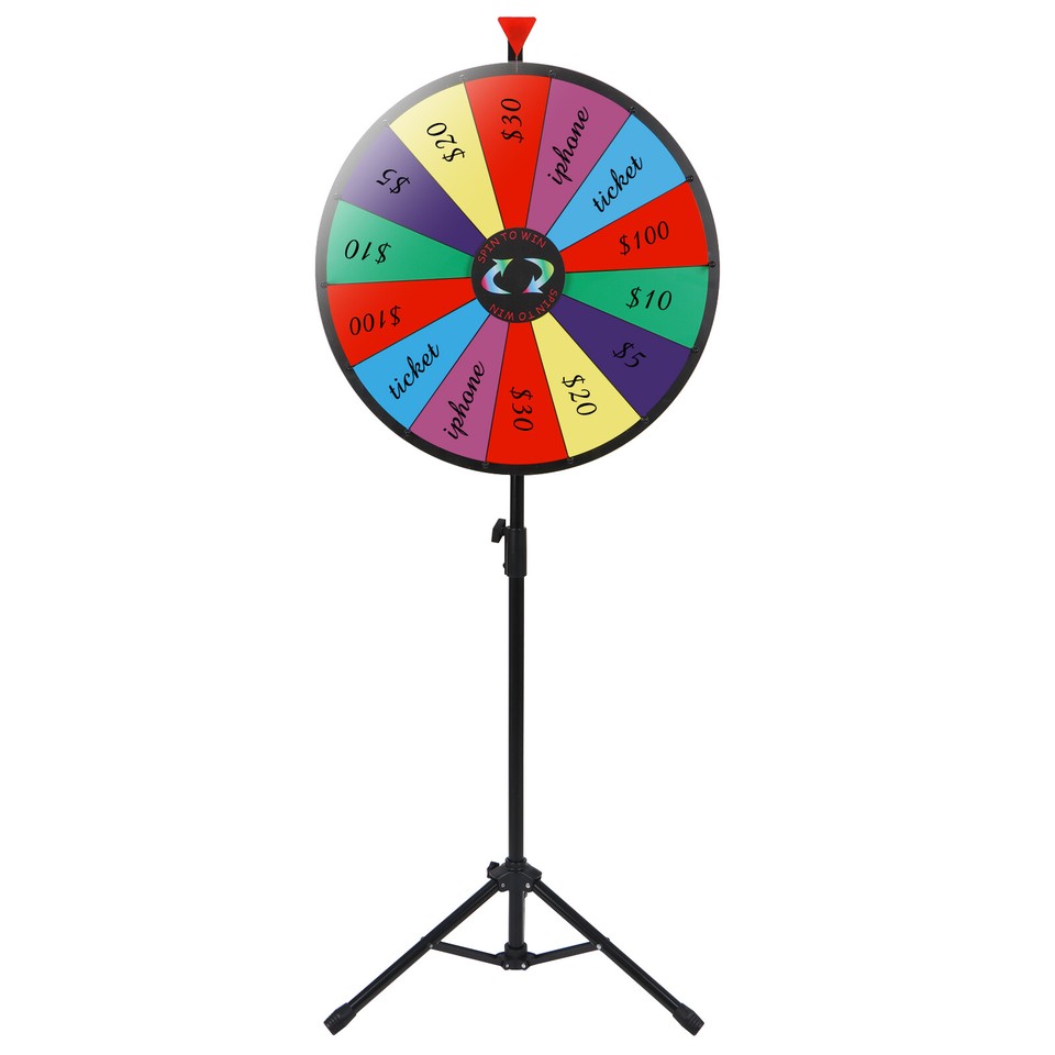 24Inch Prize Wheel 14 Slots Color Spinning Wheel w/Adjustable Tripod ...