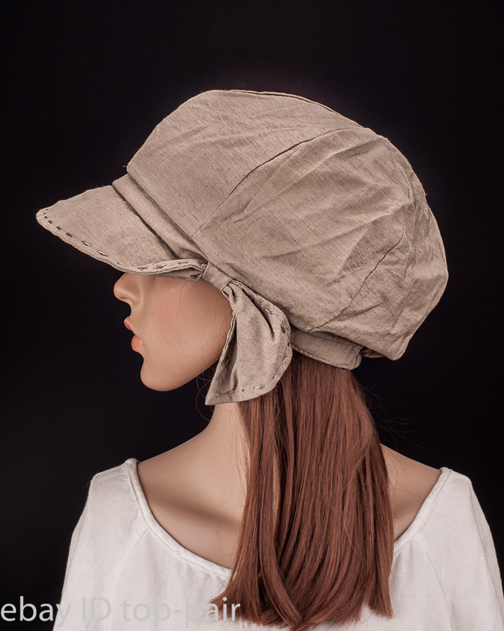 M487 Beige Fashion Cute Side Bow Lady Women Summer Cotton Sun Hat ...