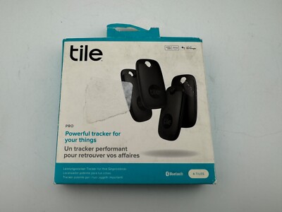 [4-PACK] TILE PRO (BLACK) 2022 BLUETOOTH TRACKER FINDER - [RE-43004 ...