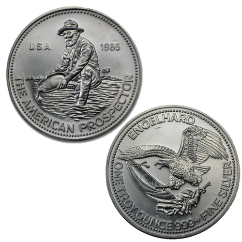 Vintage 1985 Engelhard American Prospector - 1 oz .999 Fine Silver ...