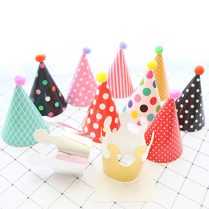11pcs Cute Birthday Hat Party Cone Hats Cap With Pom Birthday Event ...
