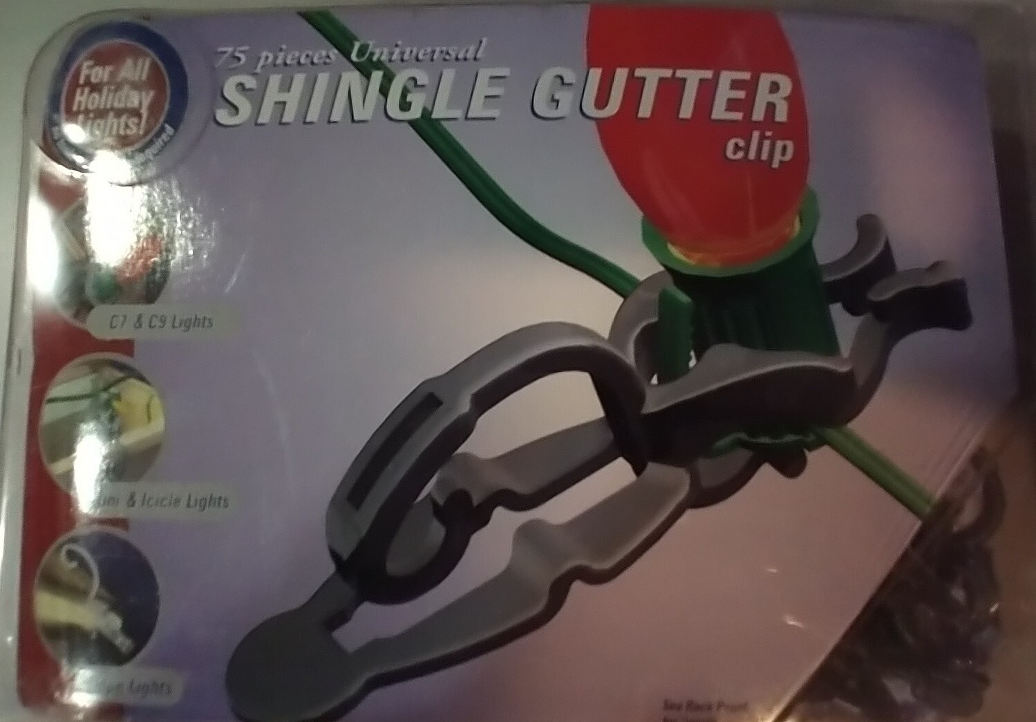 60 Ct Gemmy Shingle or Tile Roof or Gutter Clips for Rope C7 C9 Icicle ...