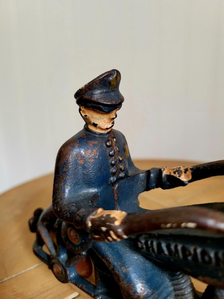 Antique 1930's Hubley Champion Cast Iron Police Motorcycle Toy 7" | eBay