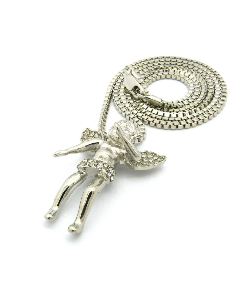 NEW BABY ANGEL MICRO PENDANT &2mm/24" BOX CHAIN SMALL NECKLACE -MMP53BX ...