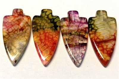 CZZ01953 43x20x5mm 4pcs Colorful Fire Dragon Veins Agate Arrow Pendant ...