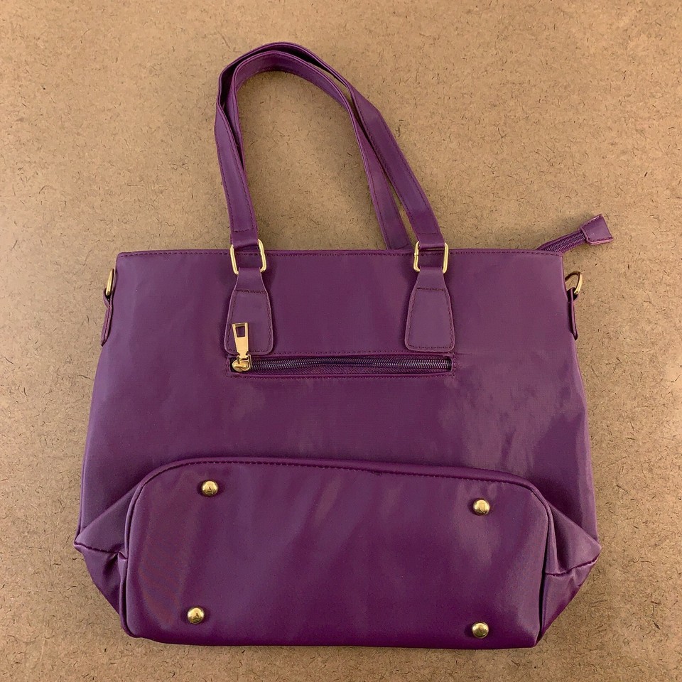 Mei & Ge Women's Purple Nylon Gold Tone Accents Travel Shoulder Bag New ...