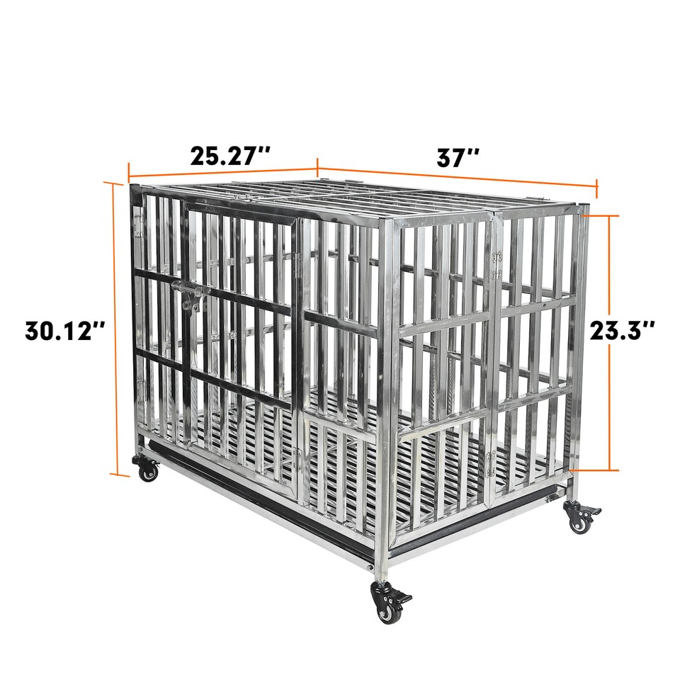 Confote 37" Stackable Dog Kennel Stainless Steel Pet Cage Crate for ...