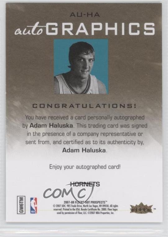2007-08 Fleer Hot Prospects Autographics Adam Haluska #AU-HA Rookie ...