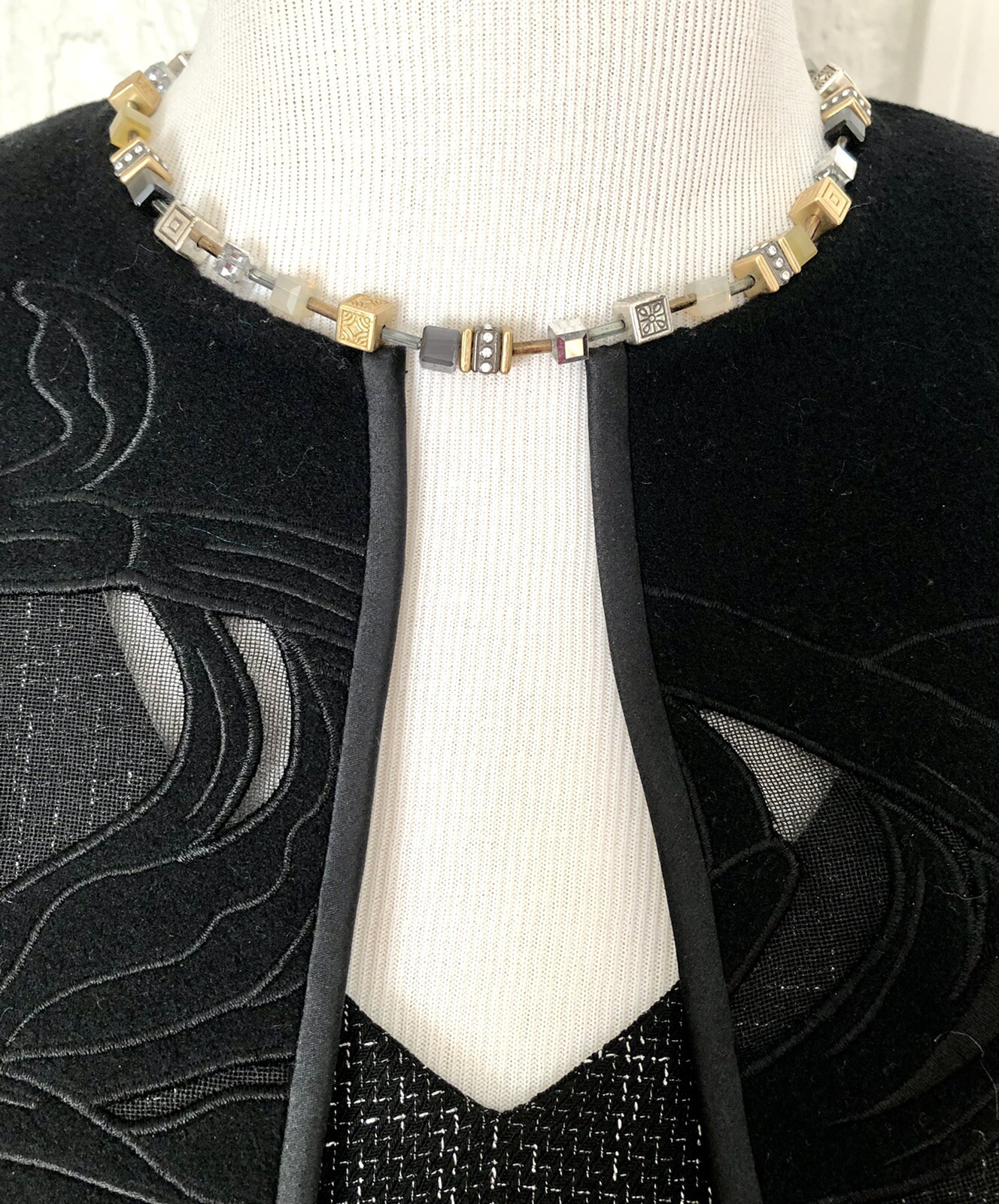 Brighton RARE Choker Necklace Square Beads Moonstone Aurora Borealis ...