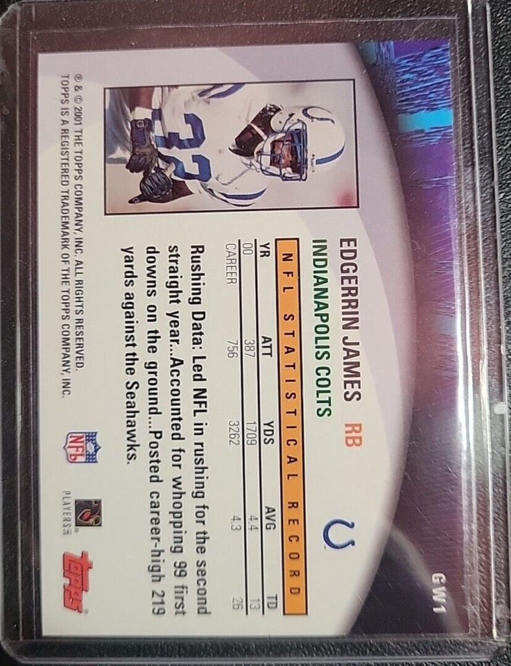 2001 Topps Edgerrin James Ground Warriors Card #GW1 Indianapolis Colts ...