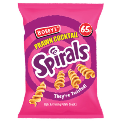 Bobby's Spirals Prawn Cocktail Crisps Full Box Of 28 x Packets at 28g ...