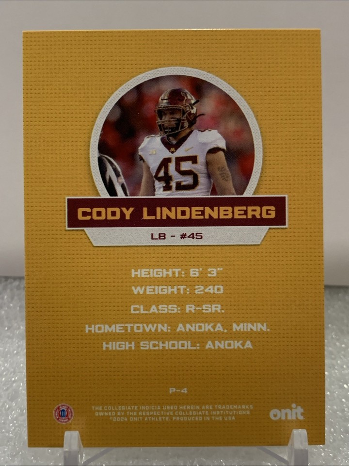 2024Onit Athlete Minnesota Golden Gophers - GOLD HOLO SP #P4 Cody ...