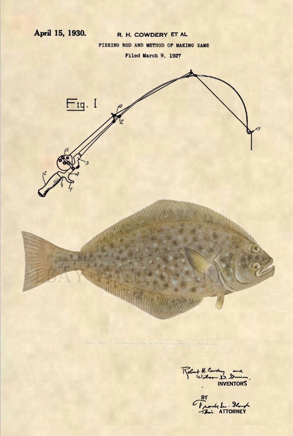 Official Halibut Fish US Patent Art Print - Vintage Antique Fishing ...