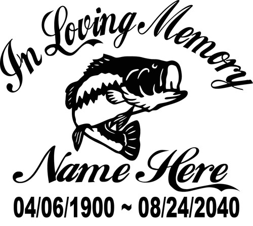 In Loving Memory - Fisherman Bass Sticker Decal Fishing Memorial ...