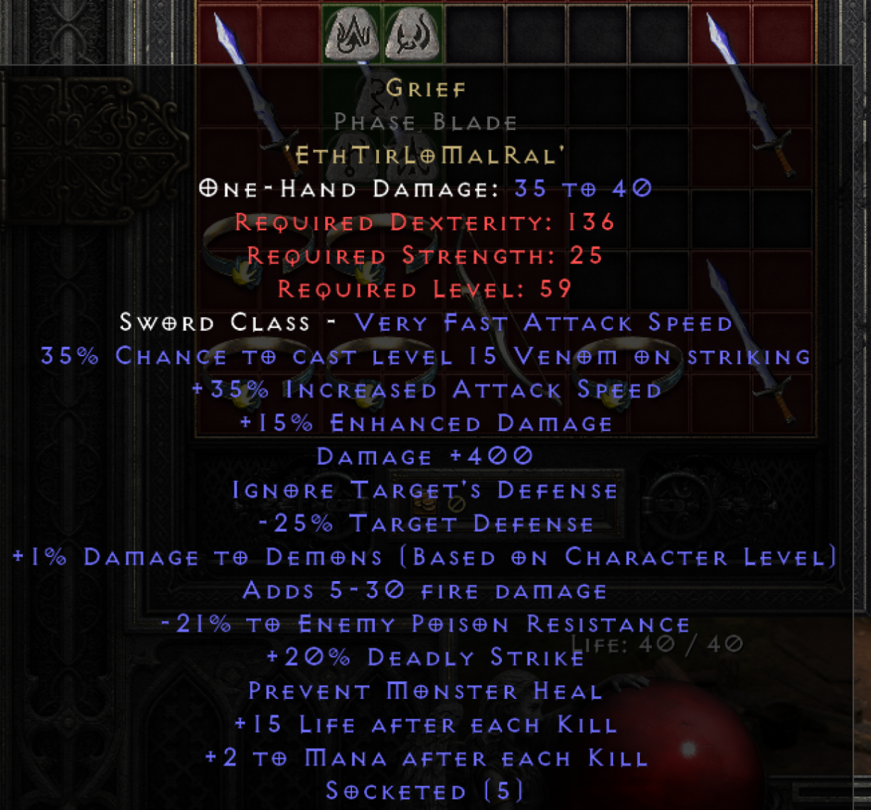 PC PS4 PS5 XBOX SWITCH Non-L Grief Phase Blade Diablo 2 Resurrected ...