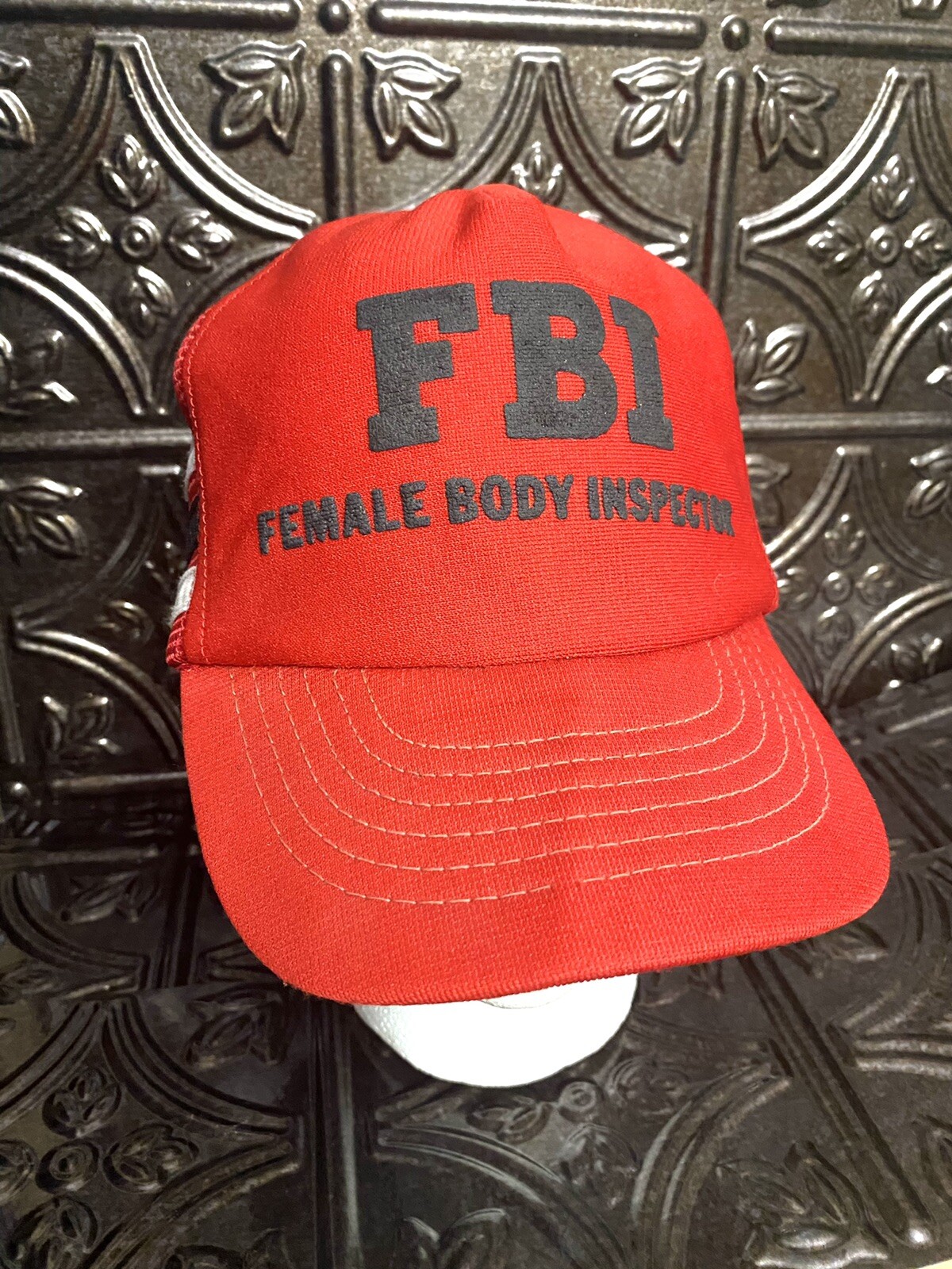 F.B.I. Female Body Inspector RED Stripes Snapback Adult Trucker Mesh ...