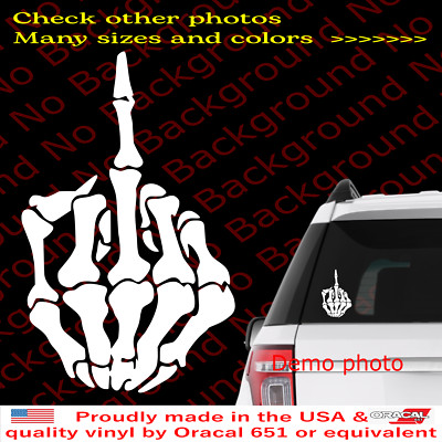 Skeleton Middle Finger VINYL DECAL Sticker for Car Skull Laptop Window ...