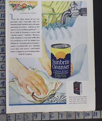 1930 SUNBRITE KITCHEN SINK PORCELAIN CAN HOME DECOR VINTAGE ART AD CF36 ...